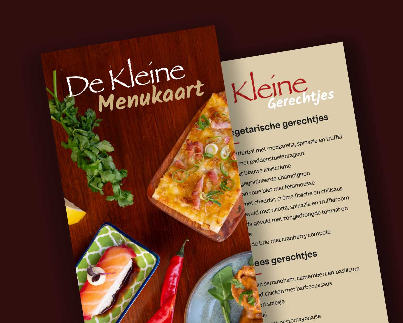 Menukaart – Restaurant de Kleine